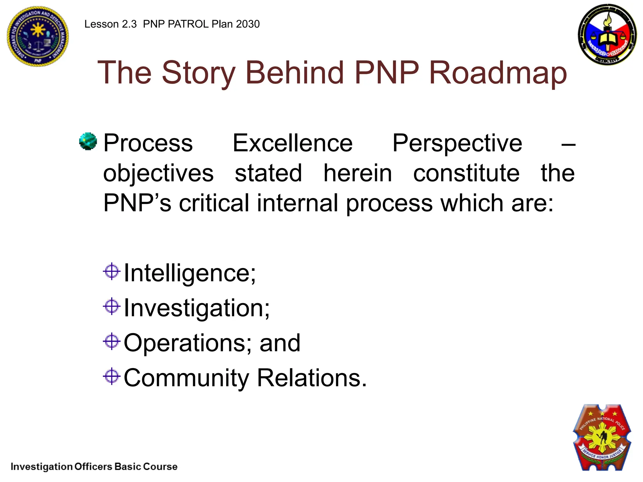 Patrol Plan 2030 for the Investigation Officers Course | PPTX