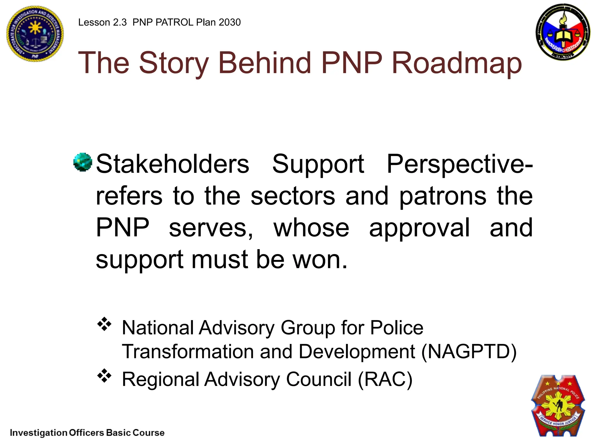 Patrol Plan 2030 for the Investigation Officers Course | PPTX