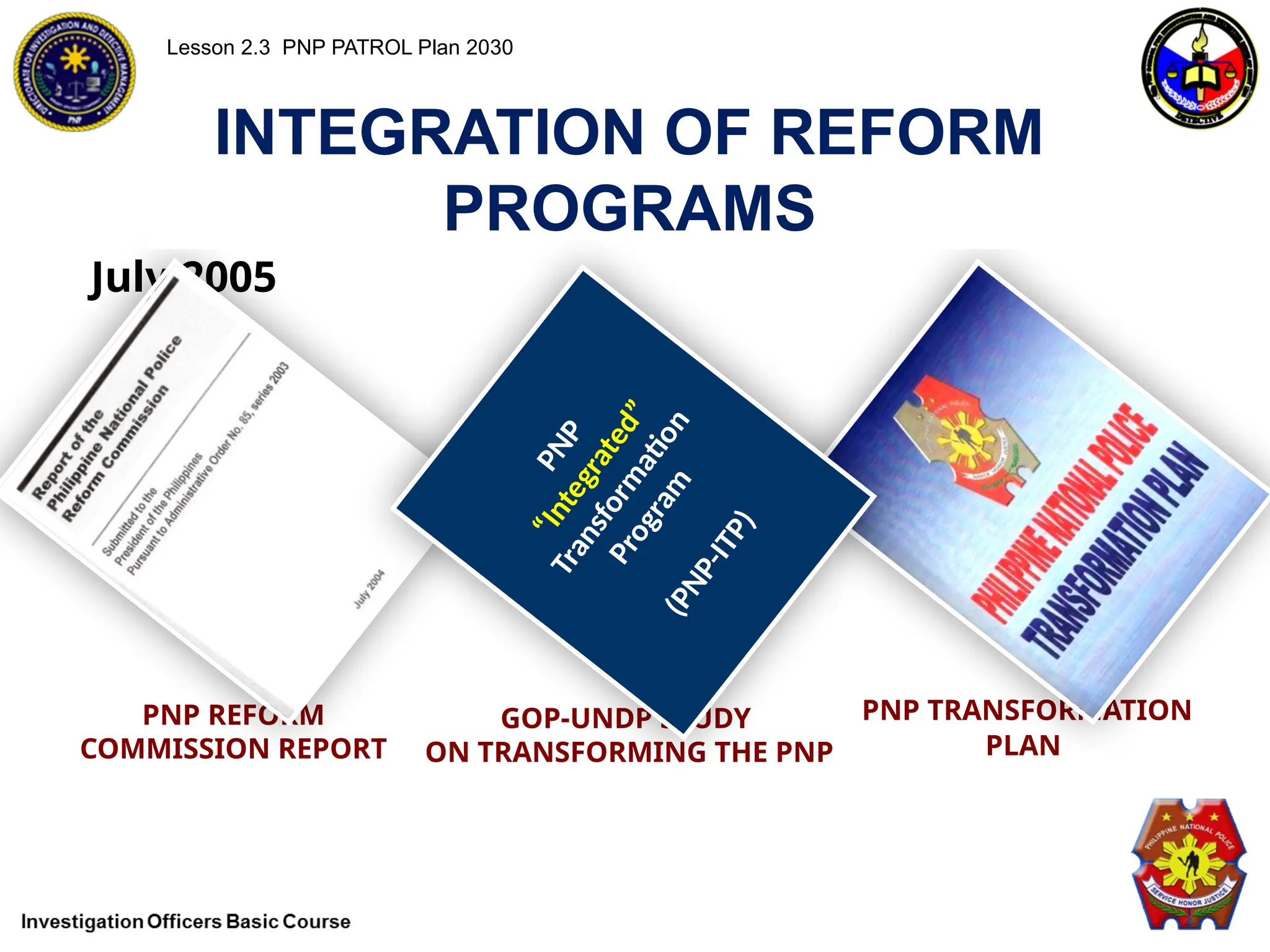 Patrol Plan 2030 for the Investigation Officers Course | PPTX