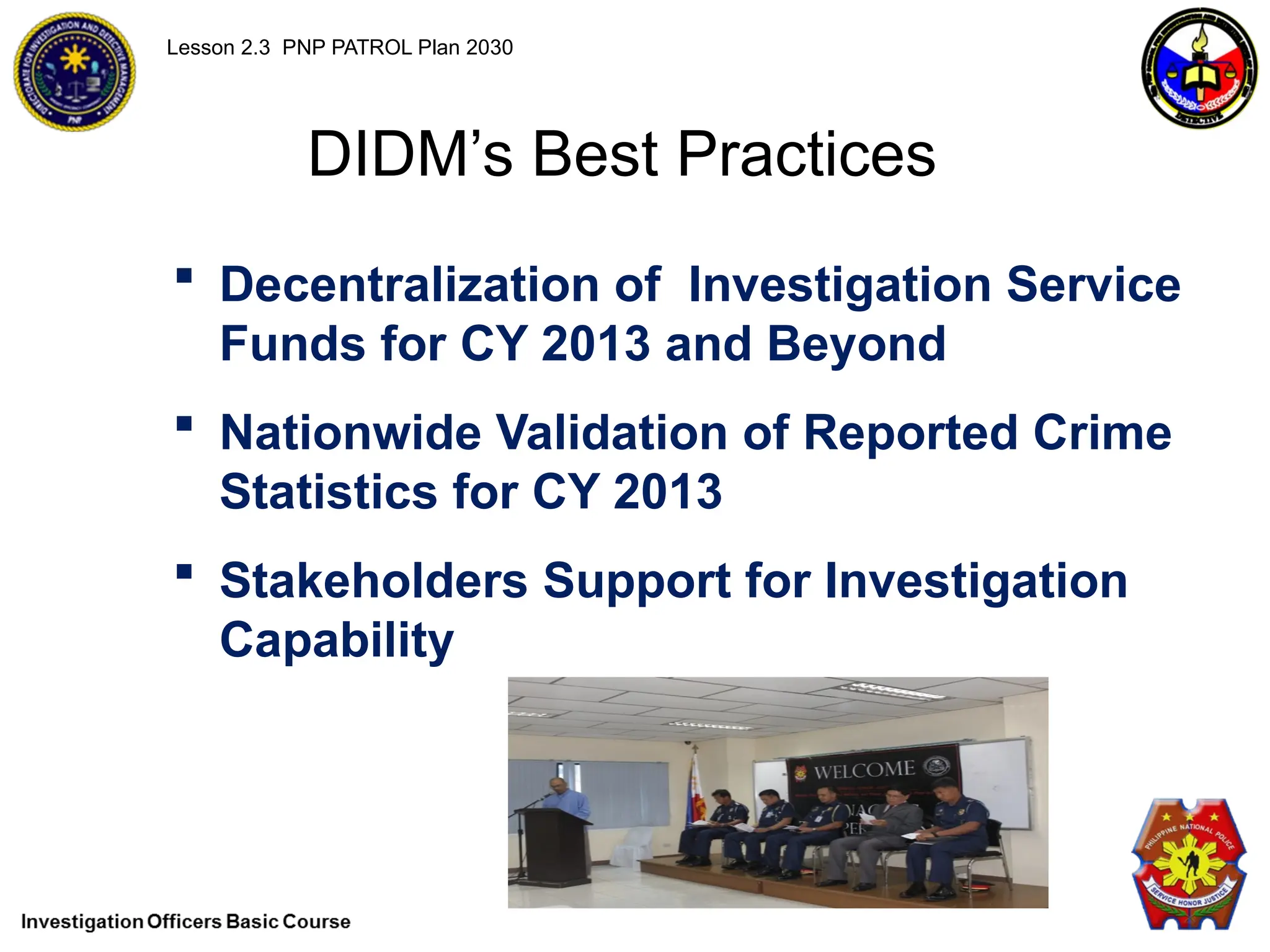 Patrol Plan 2030 for the Investigation Officers Course | PPTX