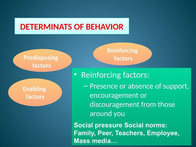 determinants of behavior , undertanding of health and illness behaviour ...