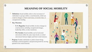 Social Mobility- Meaning, Forms and Factors | PPTX