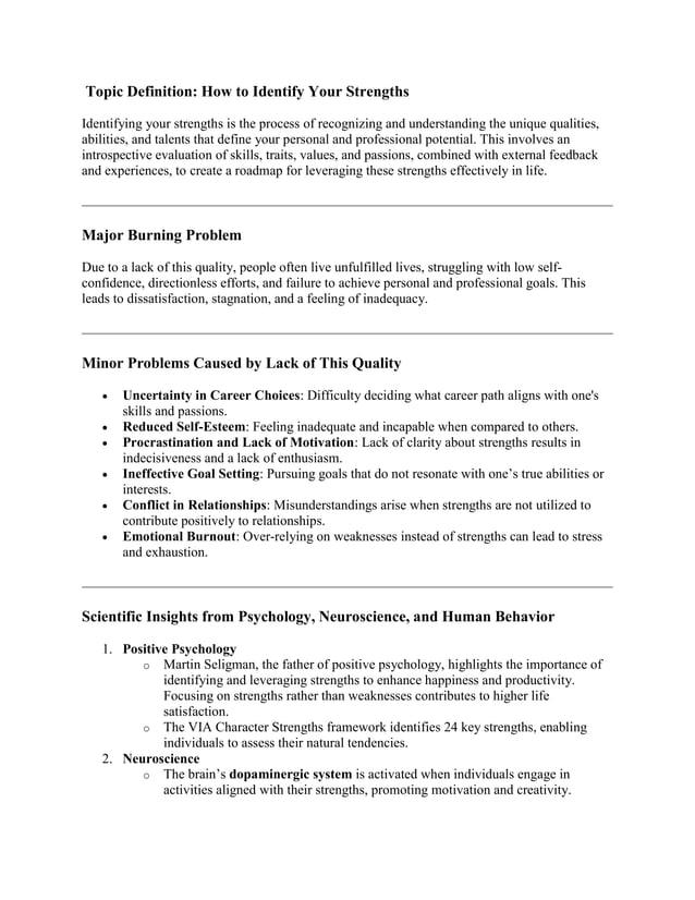 How to Identify Your Strengths by Raghava Reddy | PDF