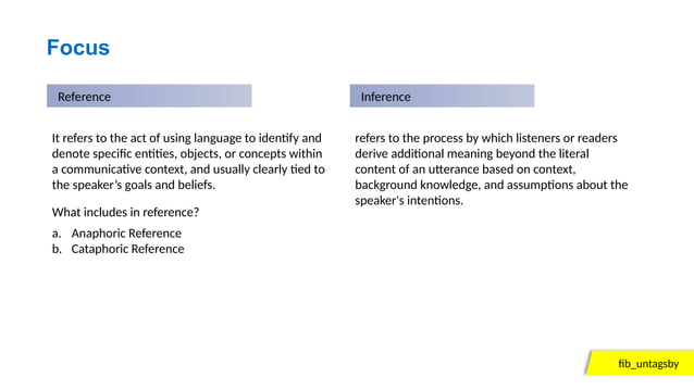 Reference and Inference in Pragmatic Context | PPT