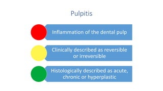 2. pulpitis, DENTAL PULP, PULP CHARACTHERISTICS | PDF