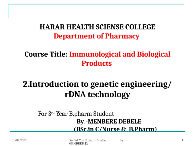 2.Introduction to genetic engineering rDNA technology (1).pptx