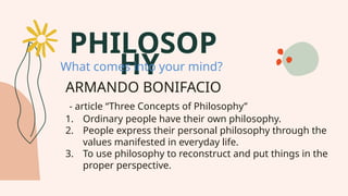 2. CHAPTER 1 - LESSON 1 THE NATURE OF PHILOSOPHY | PPTX