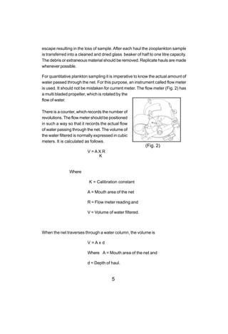 Zooplankton Methodology, Collection Zooplankton | PDF