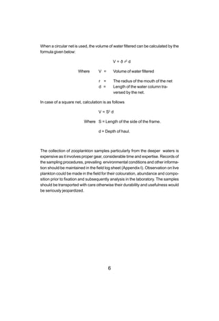 Zooplankton Methodology, Collection Zooplankton | PDF