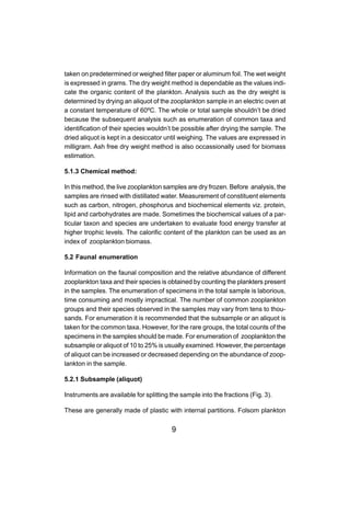 Zooplankton Methodology, Collection Zooplankton | PDF