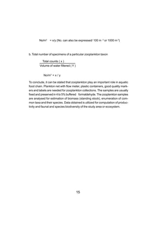 Zooplankton Methodology, Collection Zooplankton | PDF