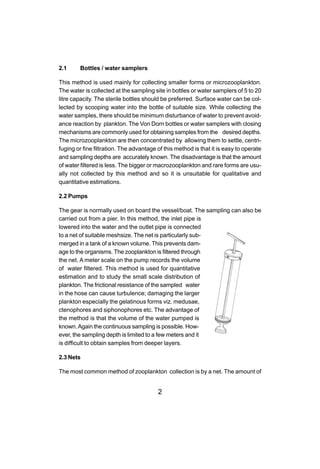 Zooplankton Methodology, Collection Zooplankton | PDF