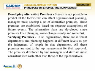 Policies and Planning premises - Principles of Management | PPTX