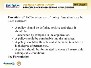 Policies and Planning premises - Principles of Management | PPTX