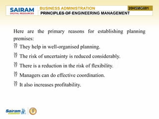 Policies and Planning premises - Principles of Management | PPTX