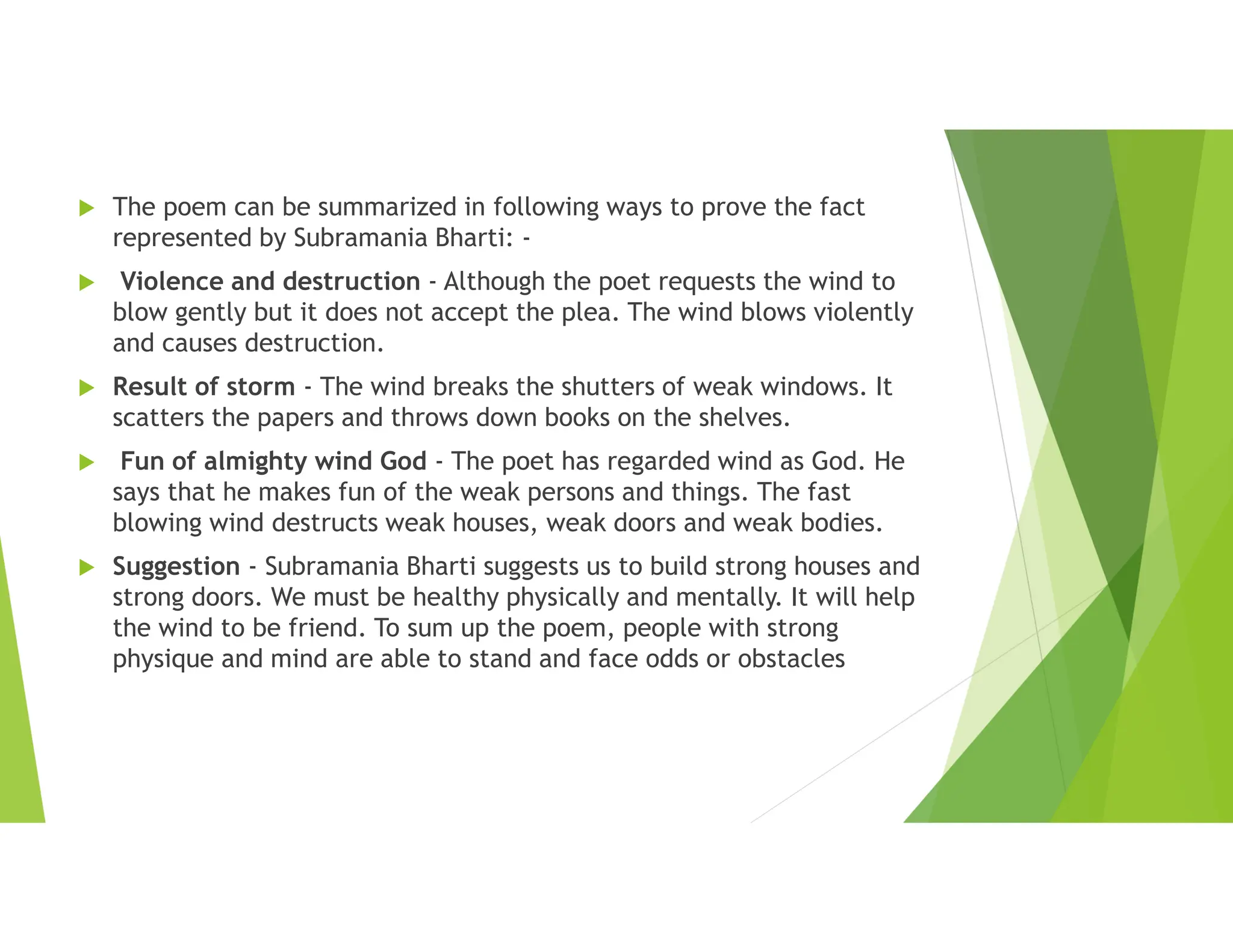 wind poem english class nine subramania bharati | PDF