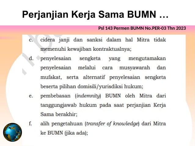 Prosedur Operasional Standar (SOP) BUMN _Pelatihan "Ketentuan KERJA SAMA BUMN" (Permen BUMN No ...