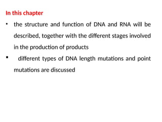 genetics structure and function of DNA and RNA | PPTX