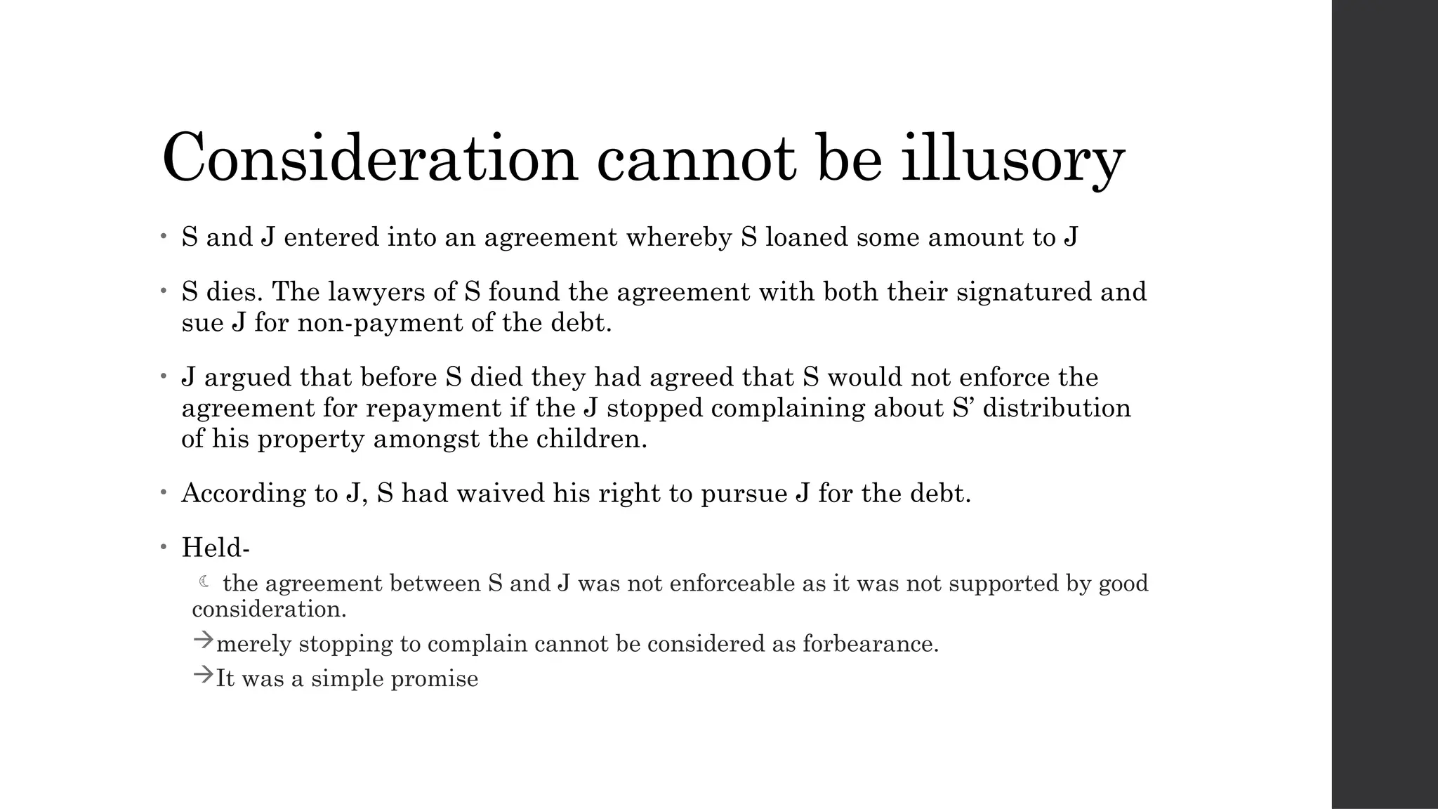 presentation on the basic contract law principle: Consideration | PPTX