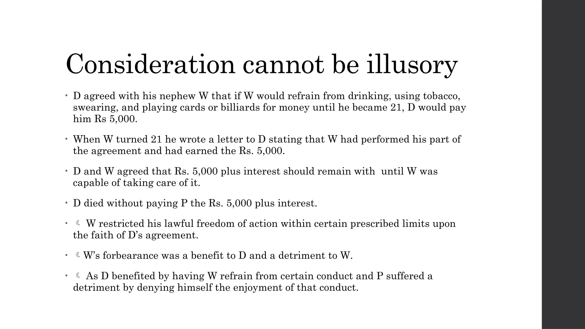 presentation on the basic contract law principle: Consideration | PPTX