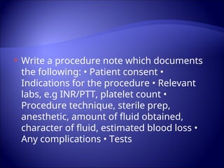 Paracentesis in the hospital setup with steps of how to perform the ...