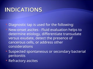 Paracentesis in the hospital setup with steps of how to perform the ...