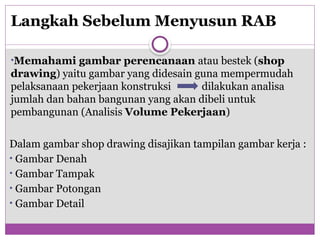 Menghitung Volume Pekerjaan dalam Rencana Anggaran Biaya Bangunan | PPTX