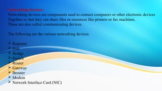 types of networking devices mca ll semester | PPT
