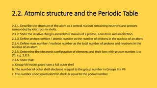 CIE IGCSE Chemistry Topic 2 - Atoms, elements and compounds | PPTX