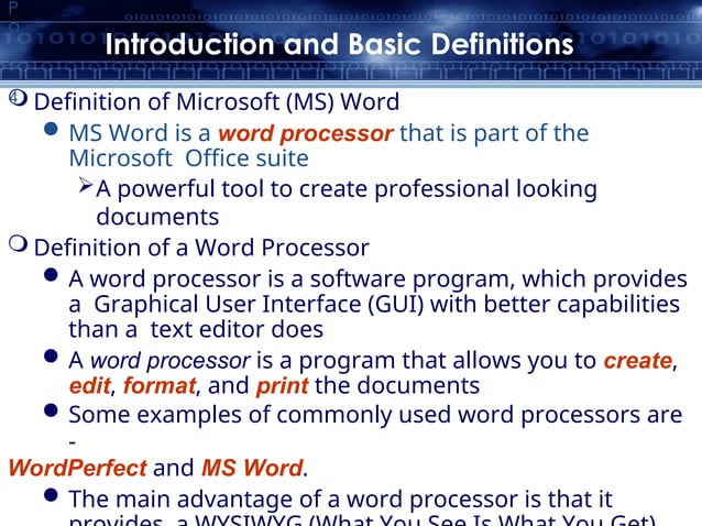 2. Week Two MS Word 2023 PG Students 2003 PG Students Final.ppt