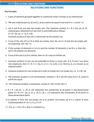 CBSE - Grade 11 - Mathematics - Ch 2 - Relations And Functions - Notes ...