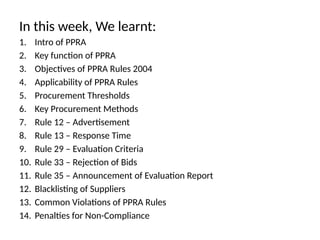 2.PPRA Rules and all about its basics and importance | PPTX