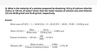 Solution Chemistry Basics, molarity Molality | PPTX