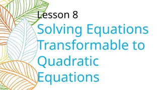 DISCRIMINANT OF QUADRATIC EQUATIONS FOR G9 | PPTX