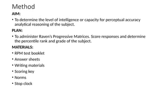 standard progressive matrices test conduction | PPTX