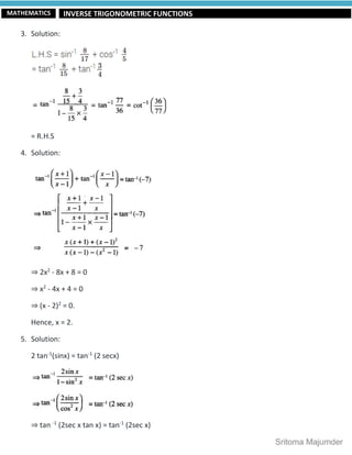 CBSE - Grade 12 - Mathematics - Ch 12- Inverse Trigonometric Functions ...