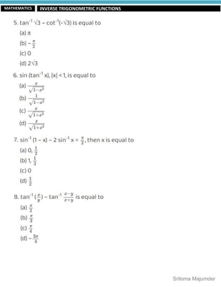 CBSE - Grade 12 - Mathematics - Ch 12- Inverse Trigonometric Functions ...