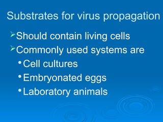 2.D. Cultivation of viruses. General virus culture processes of various ...
