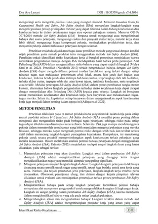 risiko kecelakaan kerja menggunakan metode jopb sefety analysis | PDF