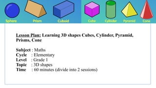 2.Teaching of 3D shapes (Cubes, Cylinder, Pyramid, Prisms, Cone ...