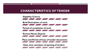 TENDERING PROCESS, TYPES OF TENDERS, TENDER DOCUMENT | PPTX
