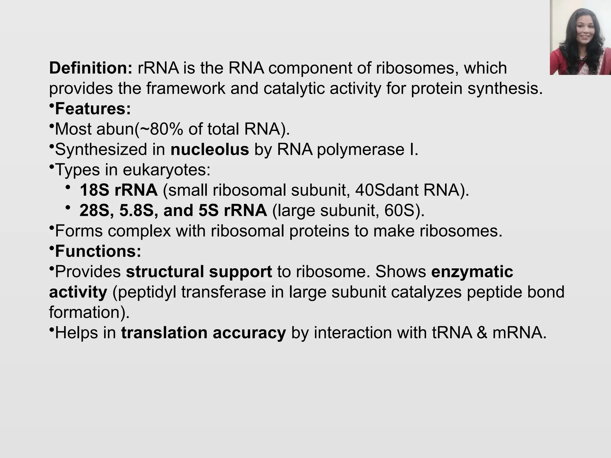 The functions of different RNA types (mRNA, tRNA, rRNA). | PPTX