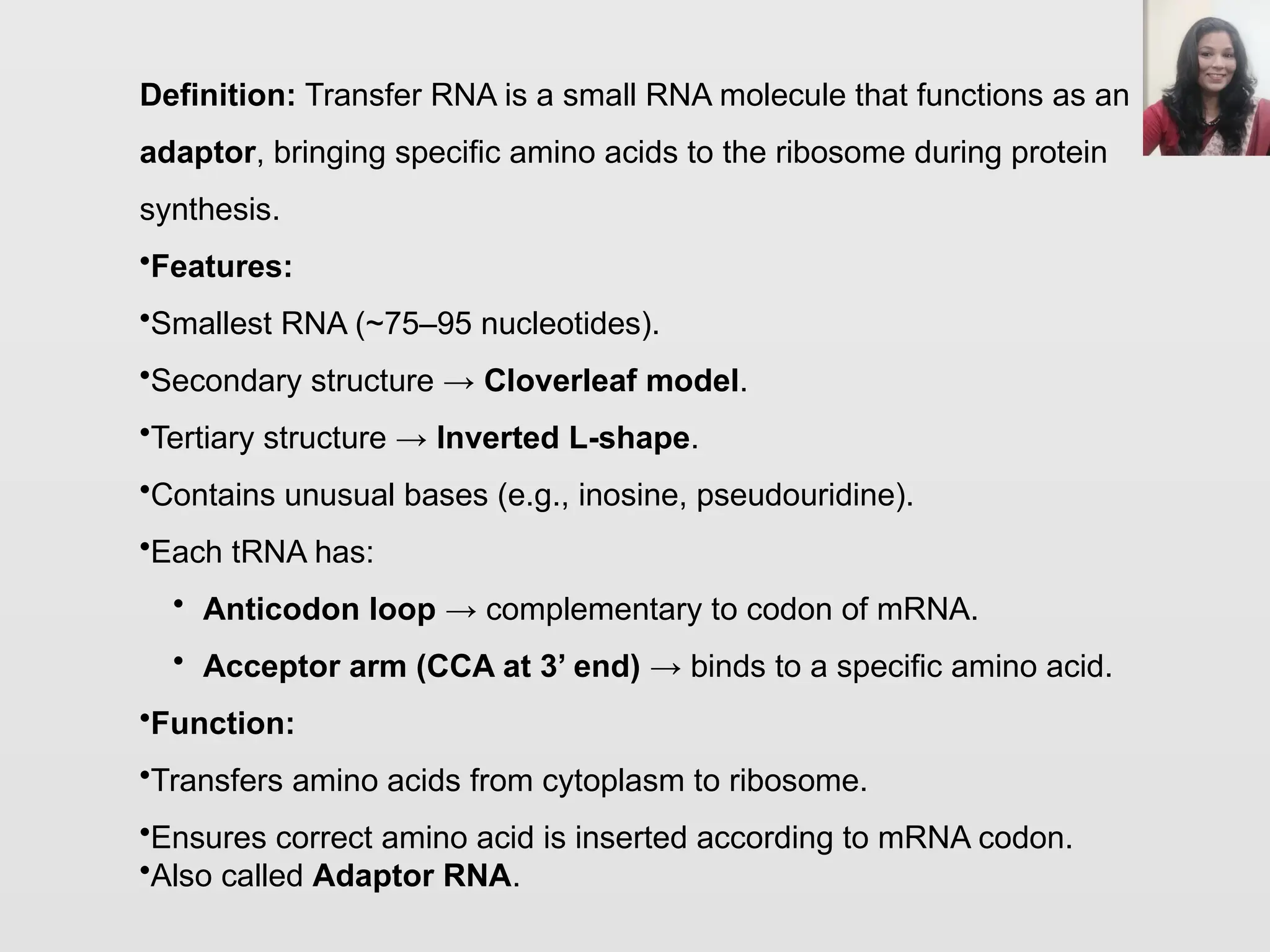 The functions of different RNA types (mRNA, tRNA, rRNA). | PPTX