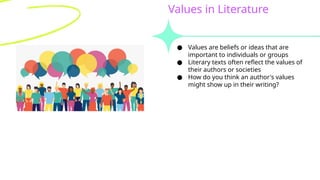 literary analysis exploring values in texts | PPTX