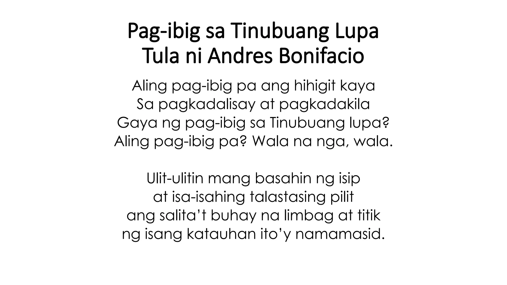 Iba't ibang uri ng tula at ang mga elemento nito | PPTX