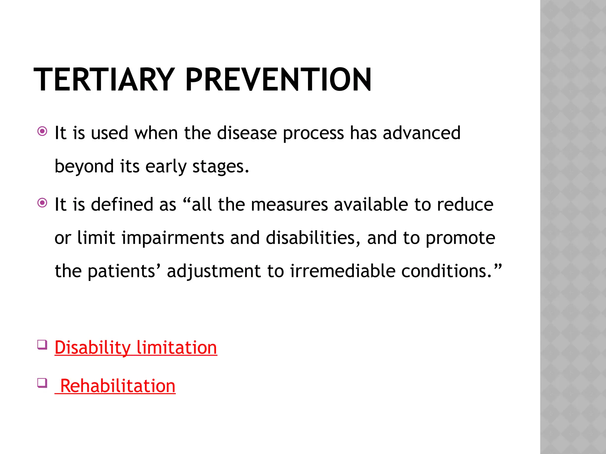 VARIOUS Levels of prevention PRESENTATION | PPTX