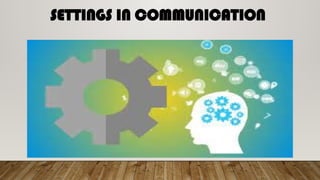 Settings in Communication - Discipline and Ideas in the applied social ...