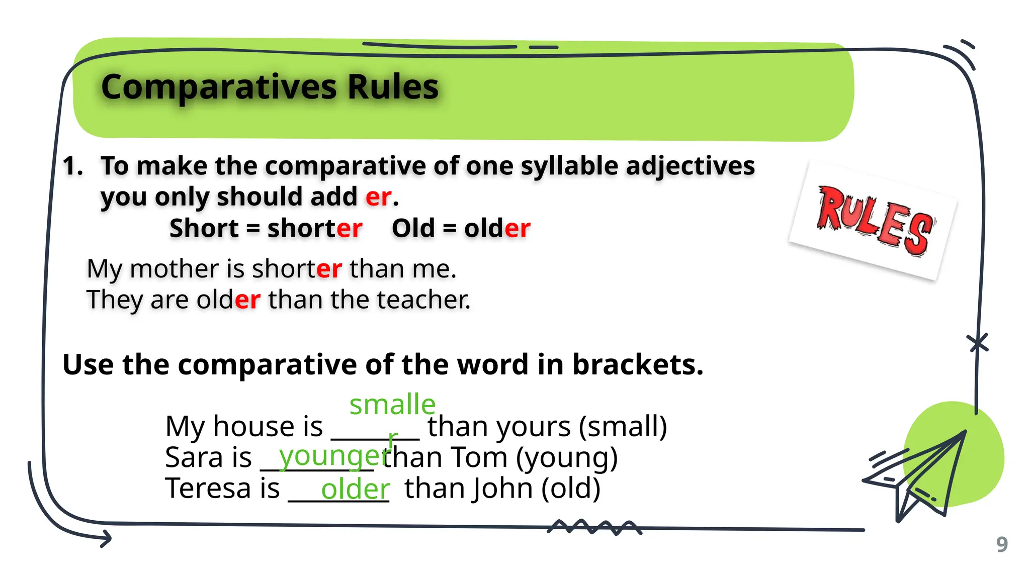 2. Comparatives Rules.pptx para clase de ingles | PPTX