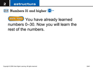 los numeros en espanol del numbers_31-100 | PPT