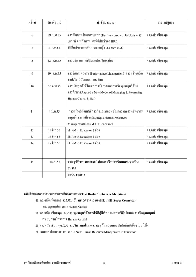วิชาการบริหารทรัพยากรมนุษย์ทางการศึกษา 2 2554 | PDF